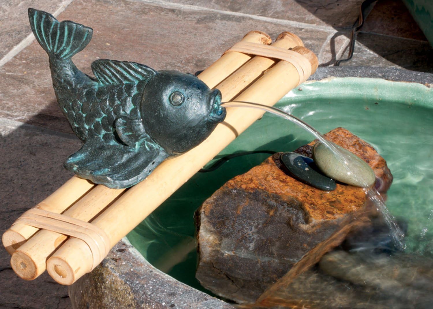 Amazon.com: Fish Figurine Water Spout with Bamboo Base and Pump Kit (18 ...