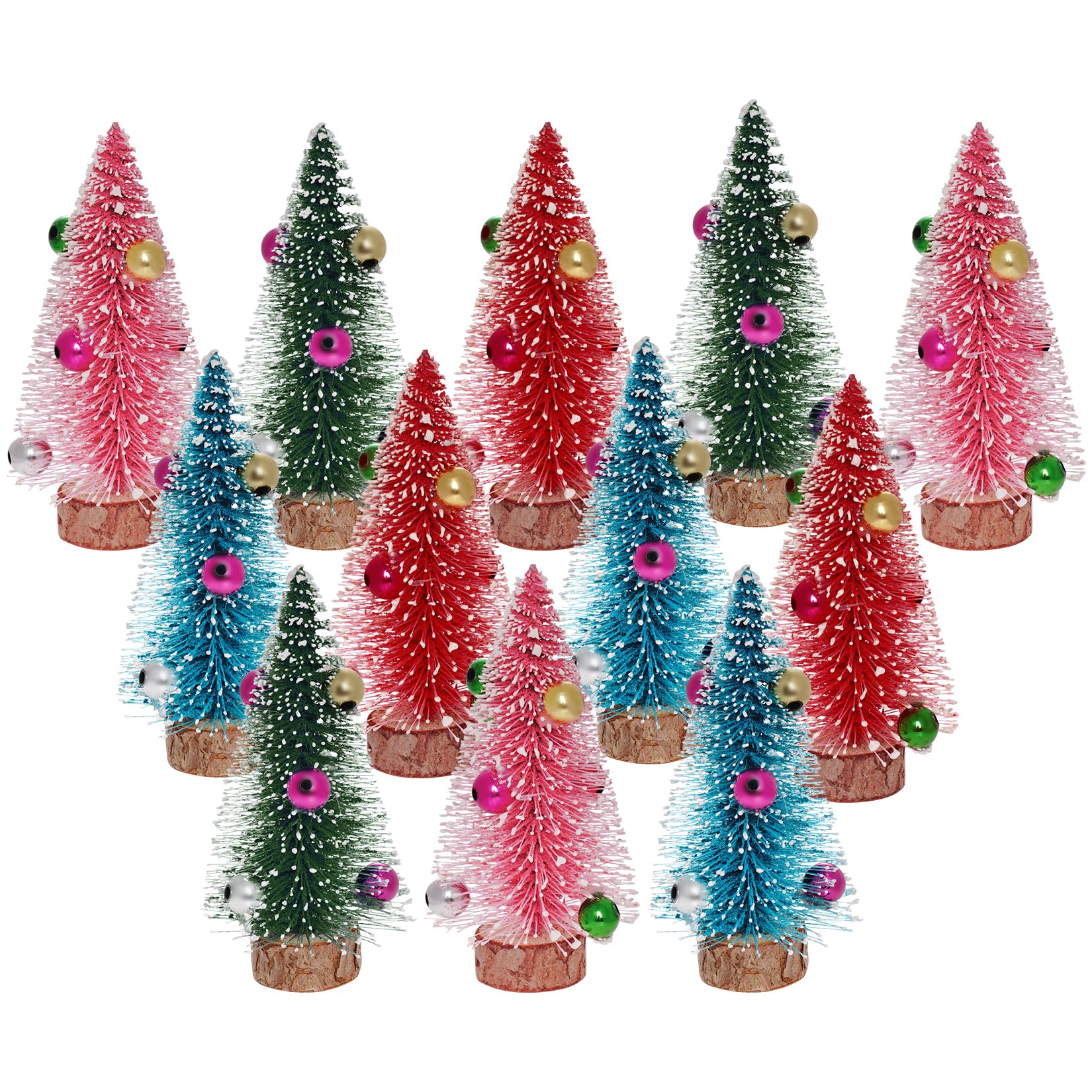 Amazon.com: Yookat 12Pcs Mini Christmas Trees Bottle Brush Trees Small ...