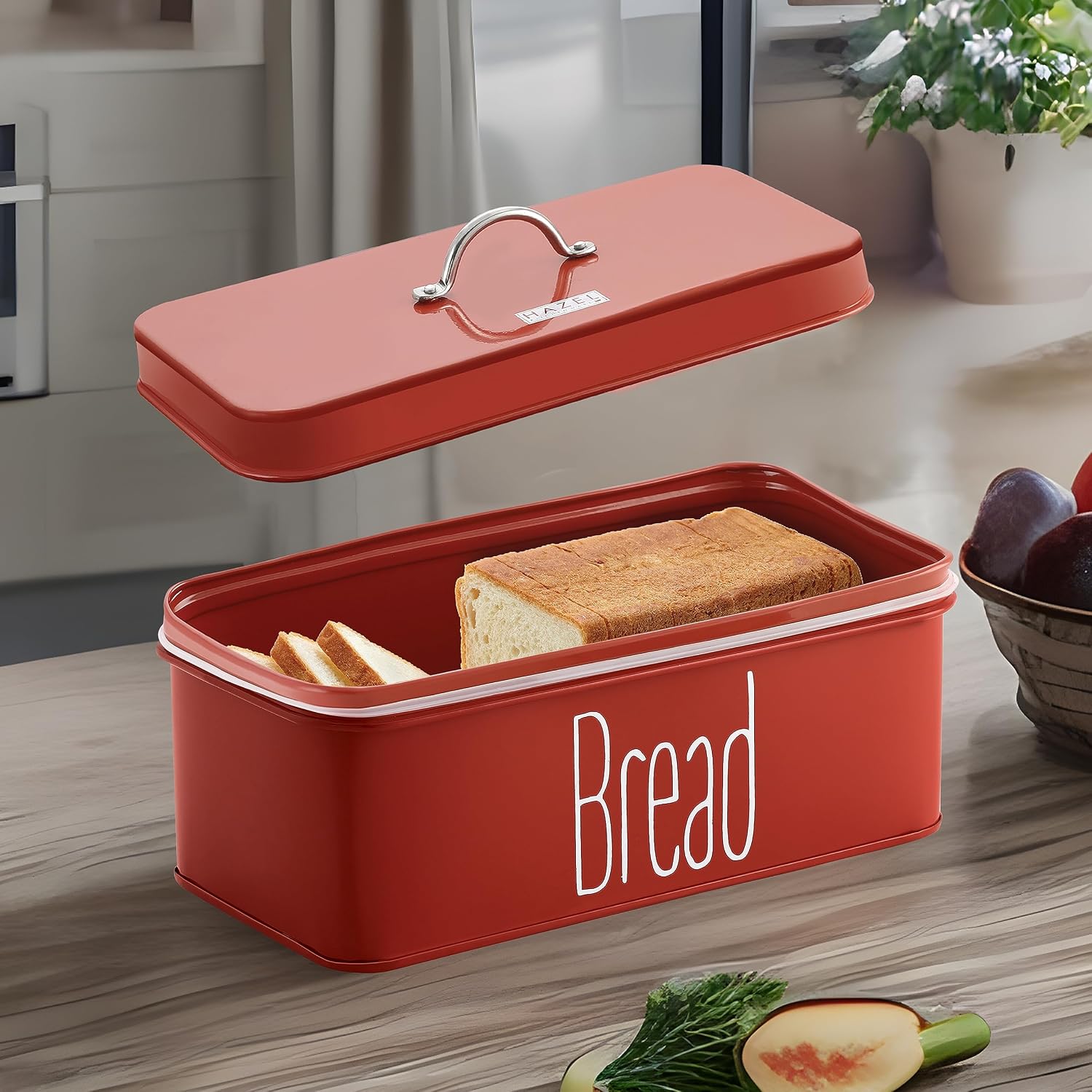 Amazon.com: HAZEL Bread Box for Countertop with Handle Lid | Bread ...