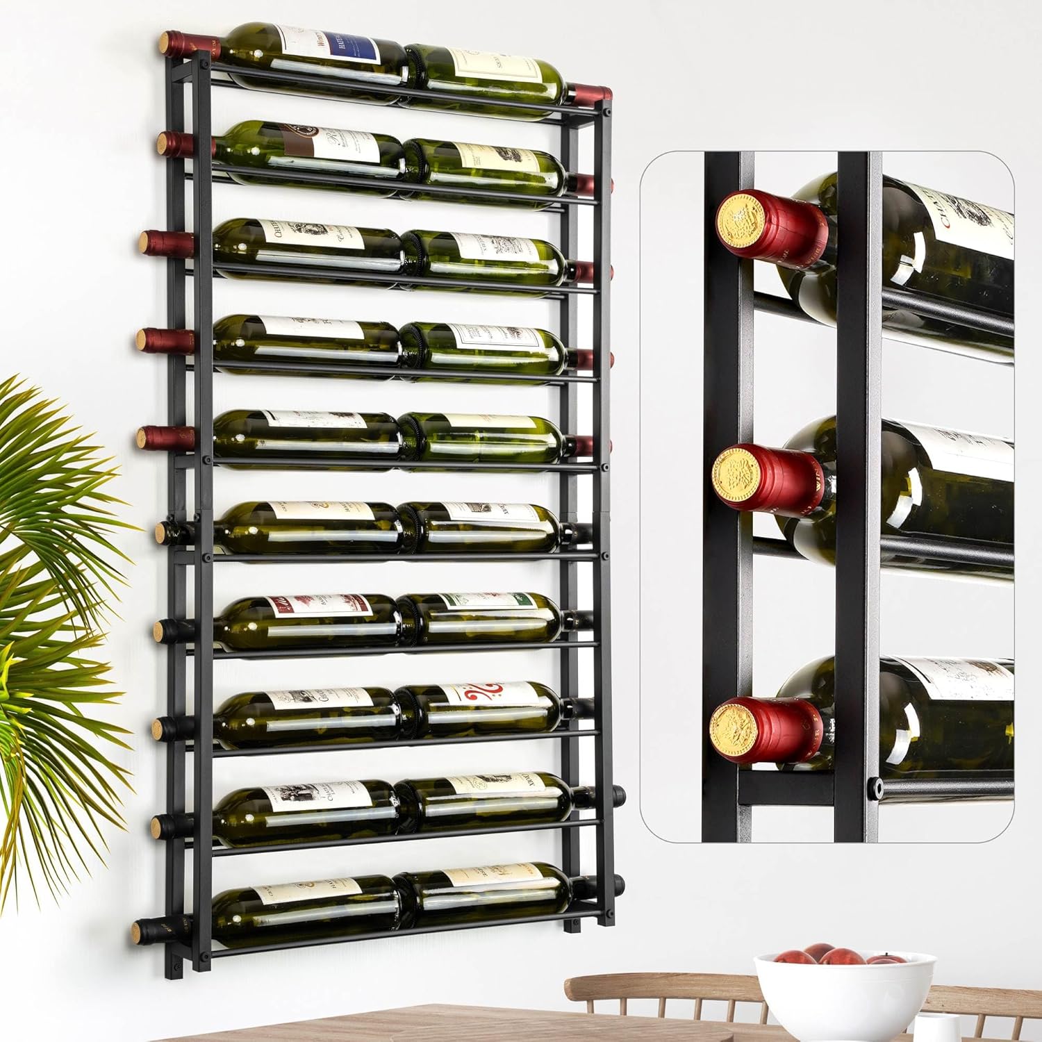 Amazon.com: YANGSHUO Wall Mounted Wine Rack: Hanging Wine Wall Rack for ...