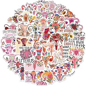 Amazon.com: 50Pcs Feminist Uterus Flowers Stickers My Mind My Body My ...