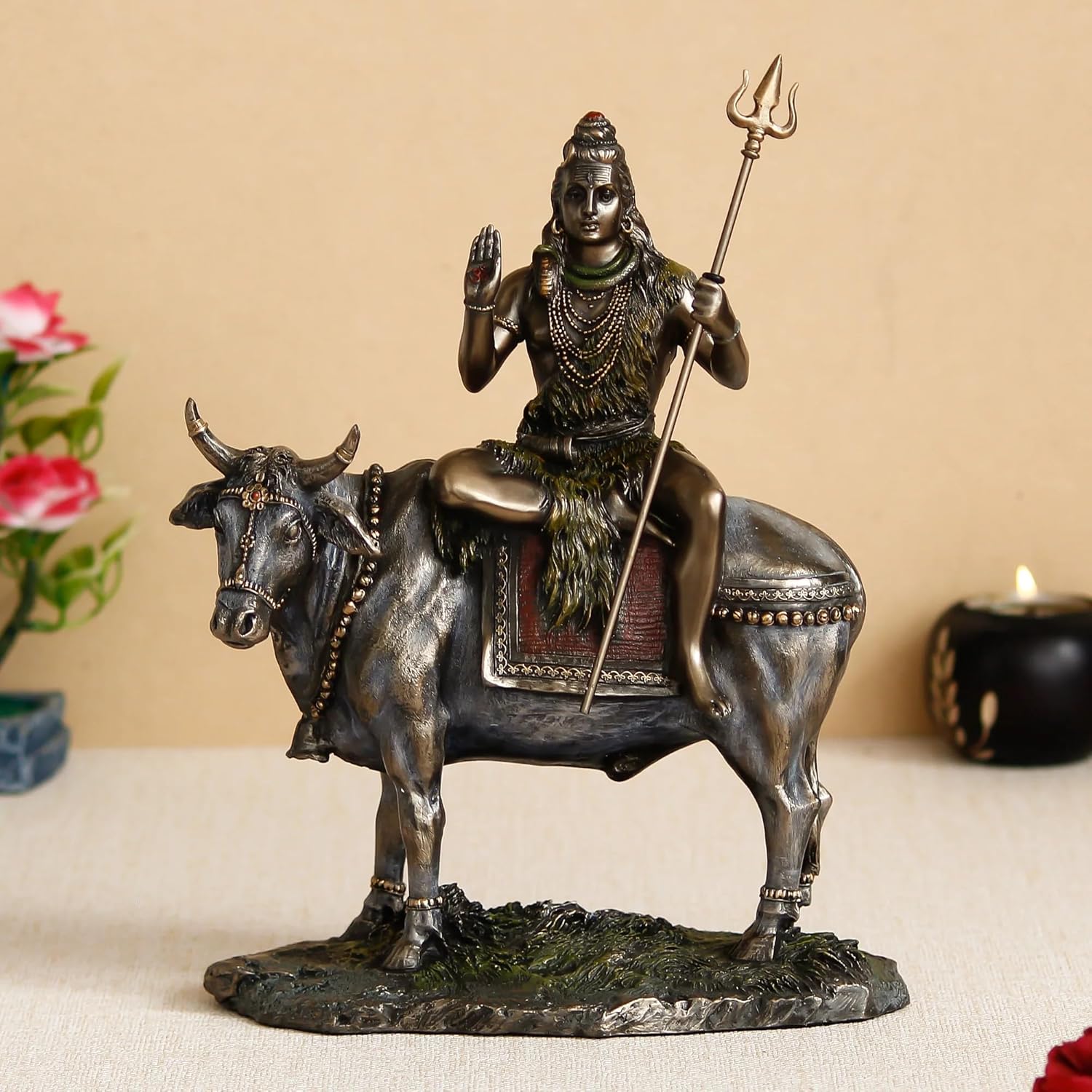 Amazon.com: Singh Handicraft Shiva on Nandi The Bull Statue - Hindu God ...