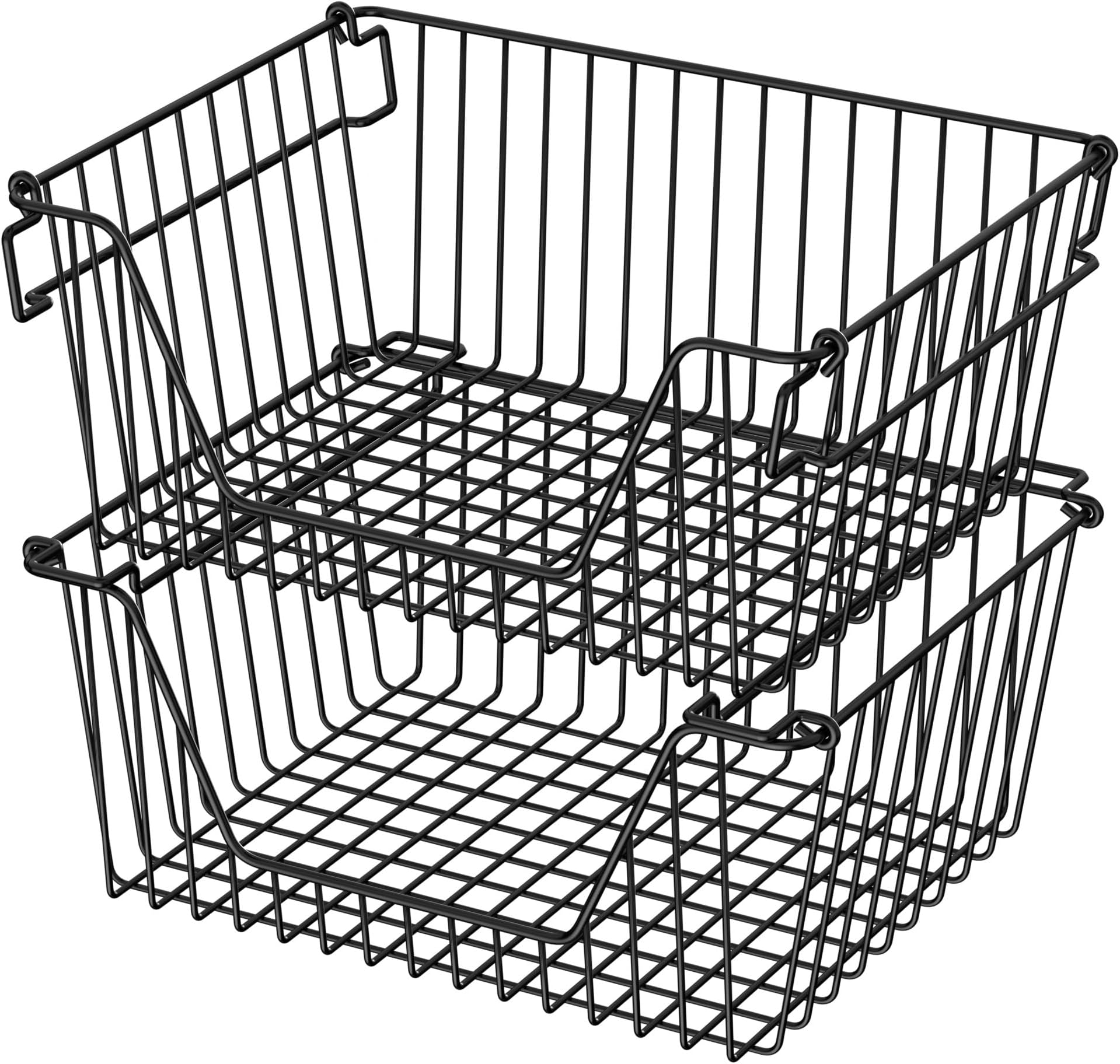 Amazon.com: Slideep 14'' Black Stackable Storage Baskets Sturdy Metal ...
