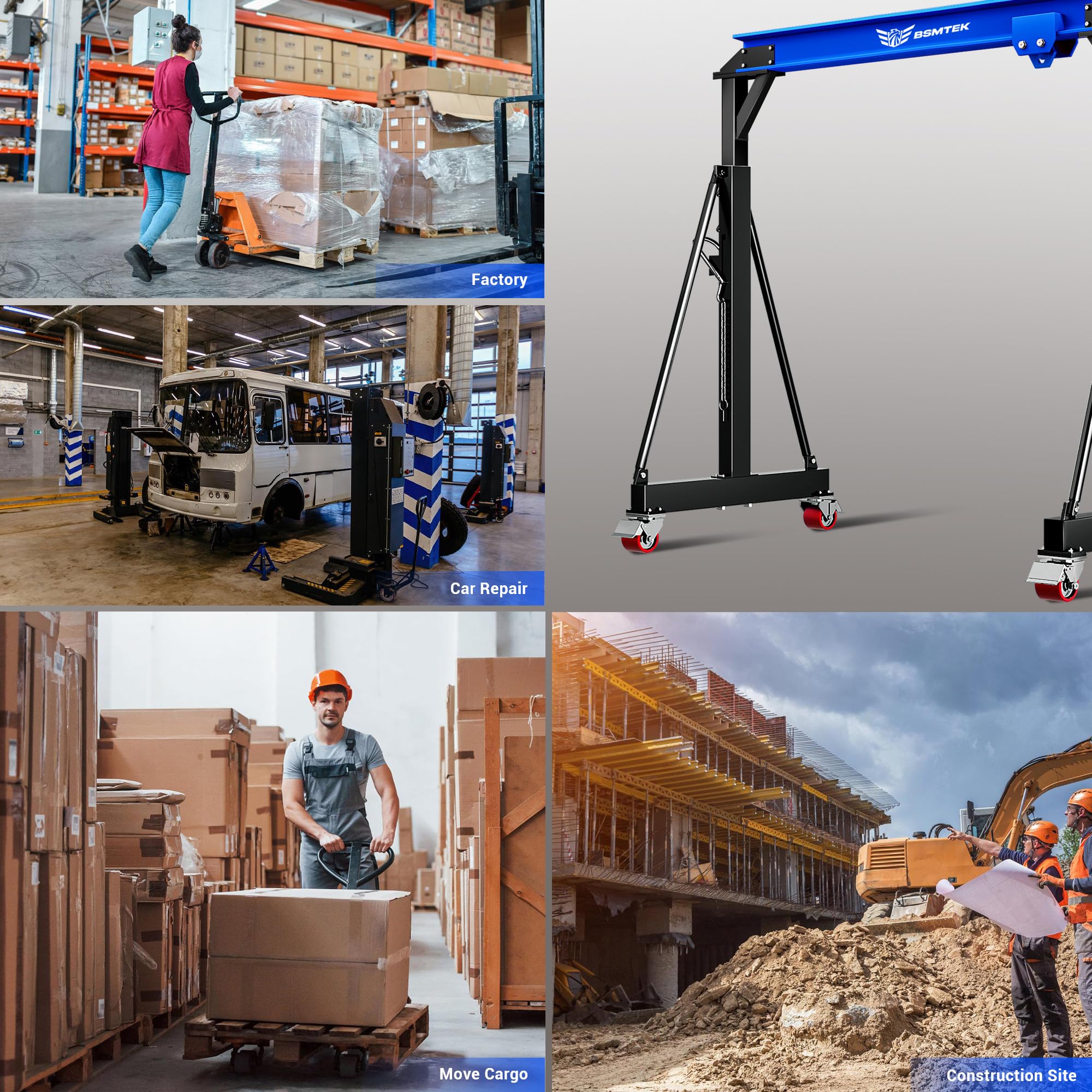 Hu Lift 4000 Lbs Adjustable Steel Gantry Crane Portable Shop Lift Hoist ...