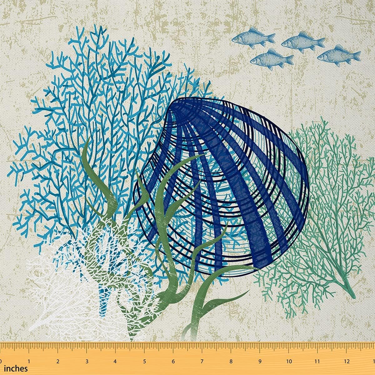 Amazon.com: Shell Fabric by The Yard - Kids Ocean Life Coral Decorative ...