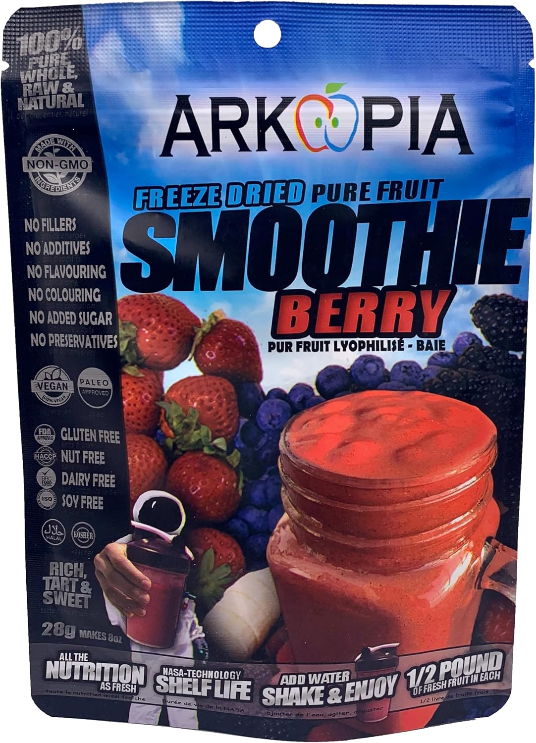 Arkopia Freeze Dried Smoothie - BERRY | Rich, Tart, & Sweet | Pure, Raw ...