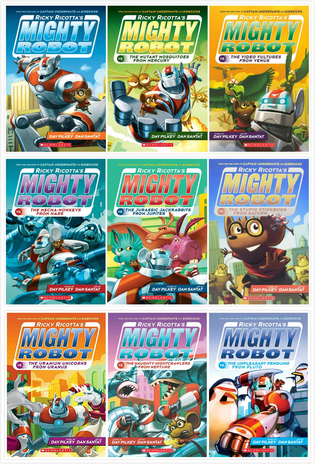 NEW ! Ricky Ricotta's Mighty Robot Books 1-9 Complete Series : Fav Pilkey: Amazon.co.uk: Books