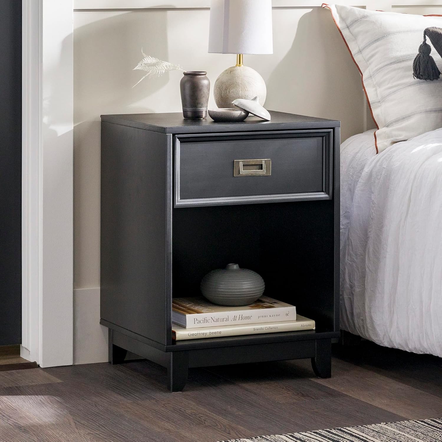 Amazon.com: Walker Edison Ander Modern Solid Wood Nightstand with Open ...