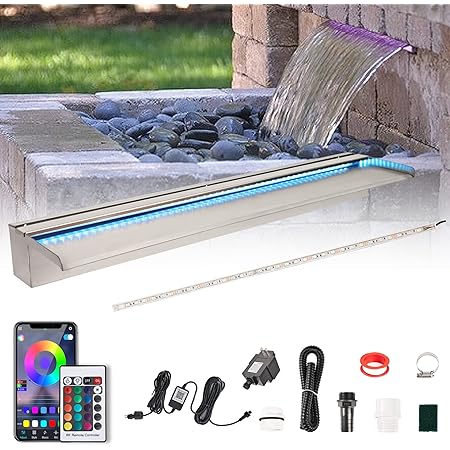 Amazon.com: YUDA 36" Acrylic Lighted Waterfall Spillway, Pool Fountain ...
