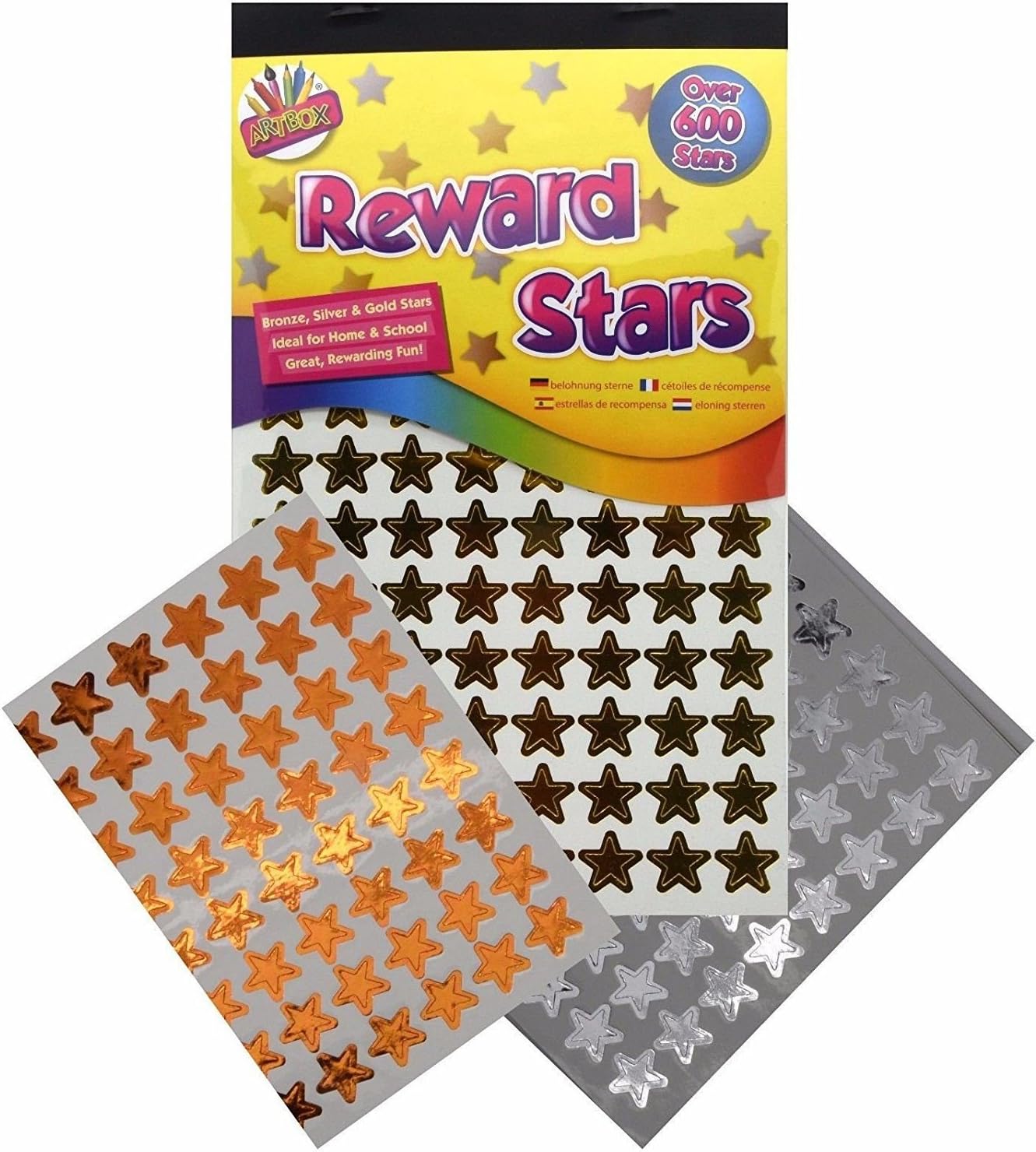 Amazon.com: Easykart 2100 Holographic Star Stickers in Gold , Silver ...