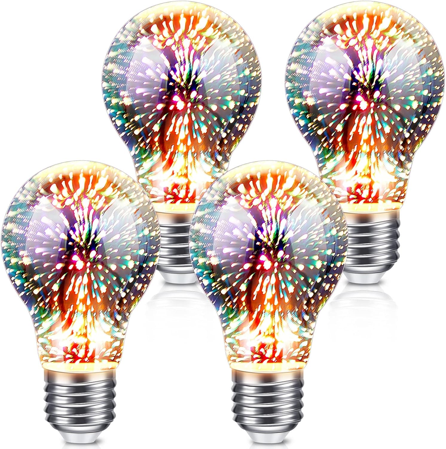 4 Pieces Firework Light Bulb 3D Fireworks Effect LED Light Bulb Smart ...