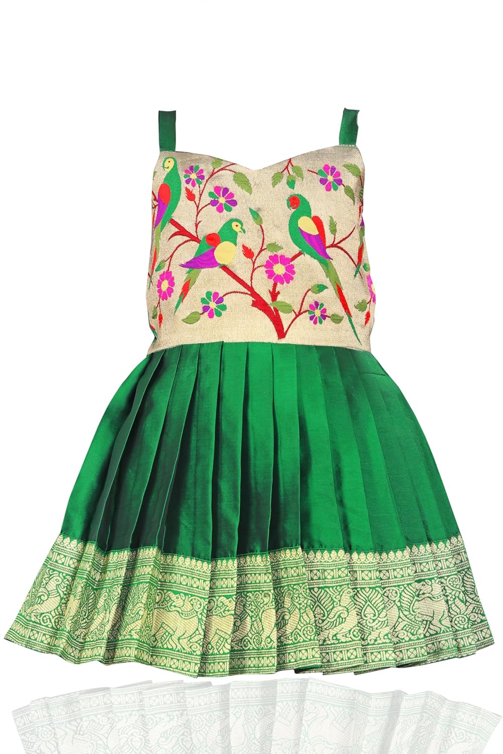 Buy COMRATE South Indian Traditional Pattu Pavadai Tapeta Silk Green ...