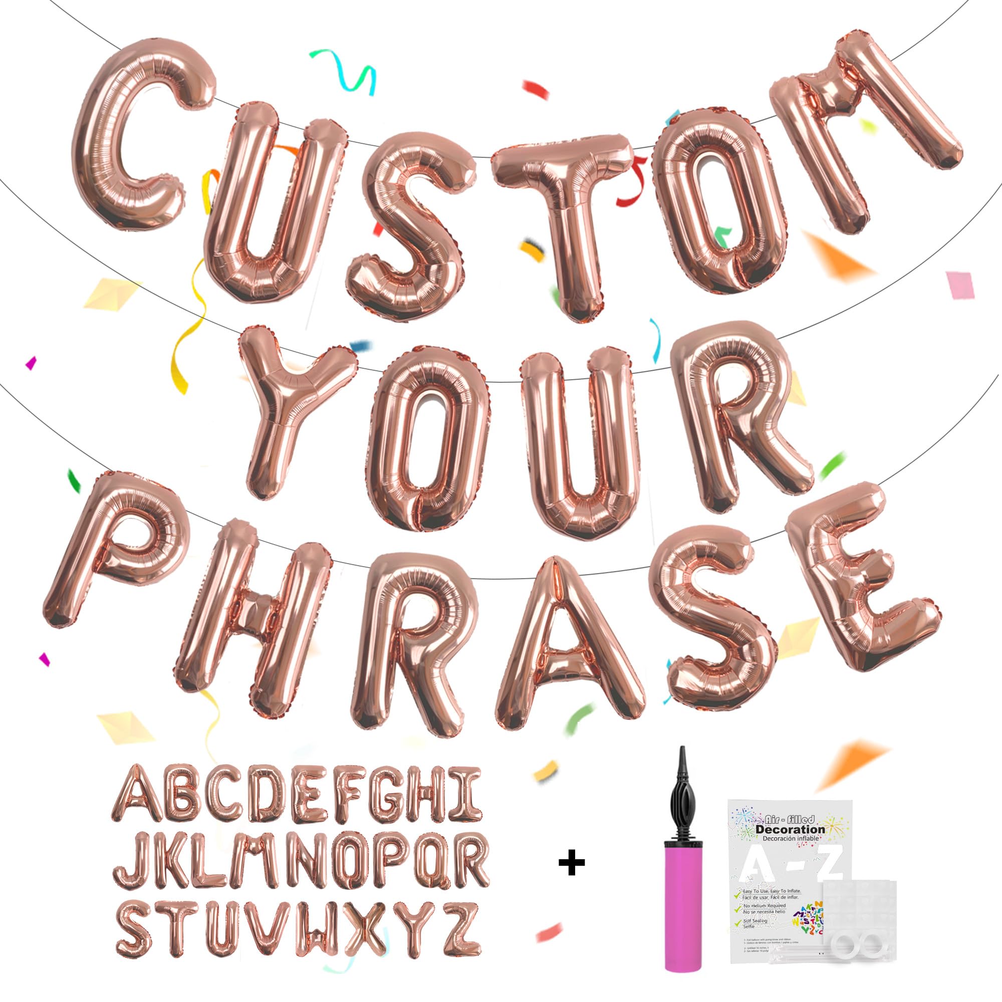 Amazon.com: TangTuan 53pcs Rose Gold Letter Balloons, Custom A-Z Set ...