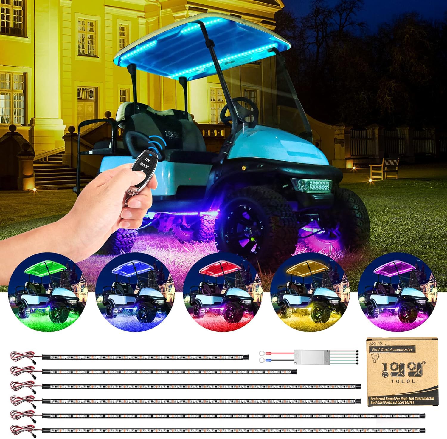 Amazon.com: 10L0L Golf Cart Underglow LED Light Strip Kit with Canopy ...