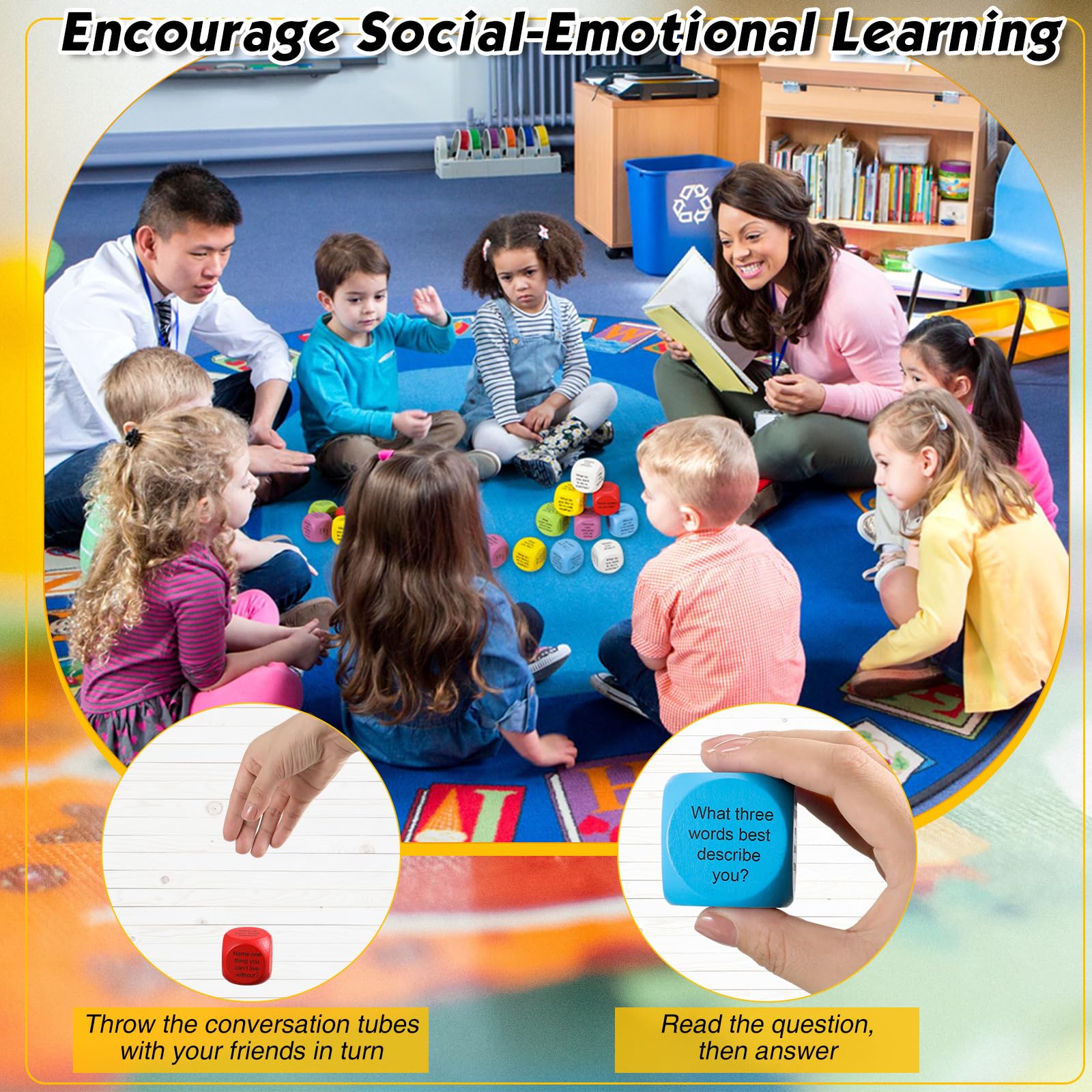 Snapklik.com : Hanaive 12 Pcs Learning Conversation Cubes Social Emotional Learning Activities ...