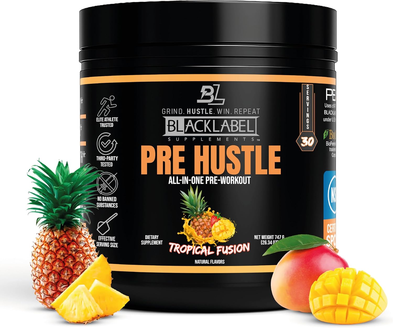 BLACKLABEL Supplements PRE Hustle V3 Pre-Workout Powder – NSF Certified ...