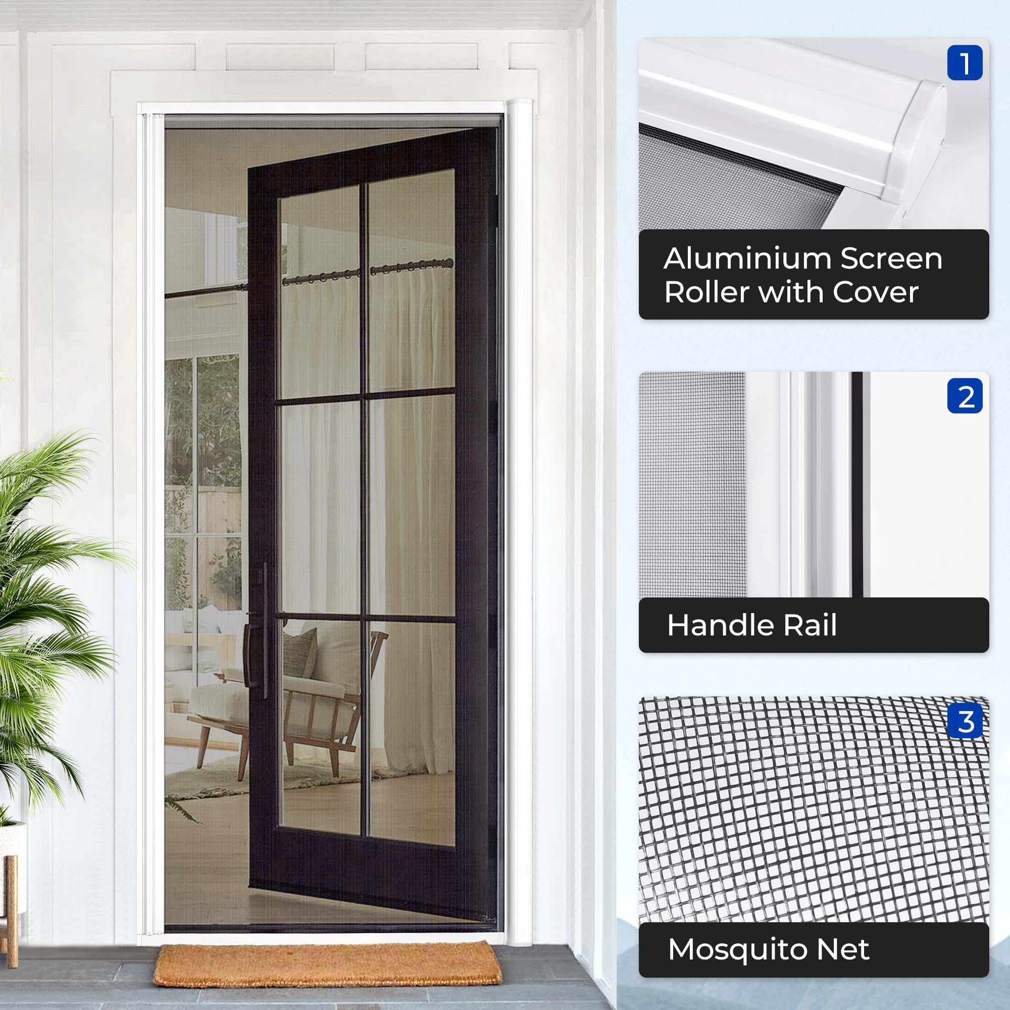Retractable Door Screen for Single Door, Free Stop Sliding Patio Doors ...