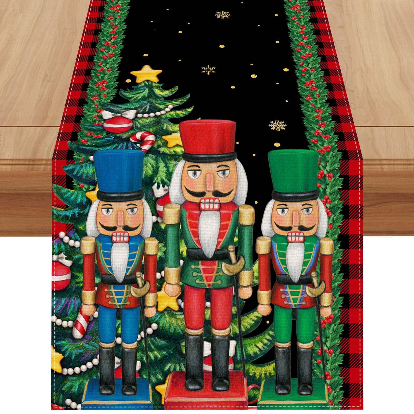 Amazon.com: Linen Nutcracker Christmas Table Runner 72 Inches Long ...