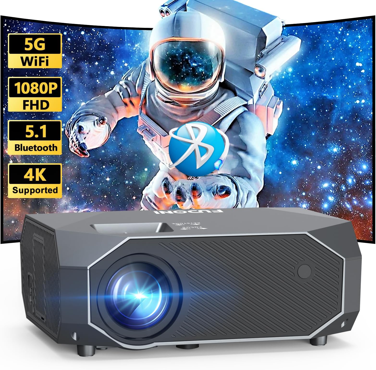 Amazon.com: FUDONI Projector with 5G WiFi and Bluetooth, 15000L Outdoor ...