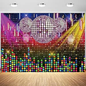 Amazon.com : 5x3ft Discos Ball Backdrop Neon Light Glitter Lets Glow ...