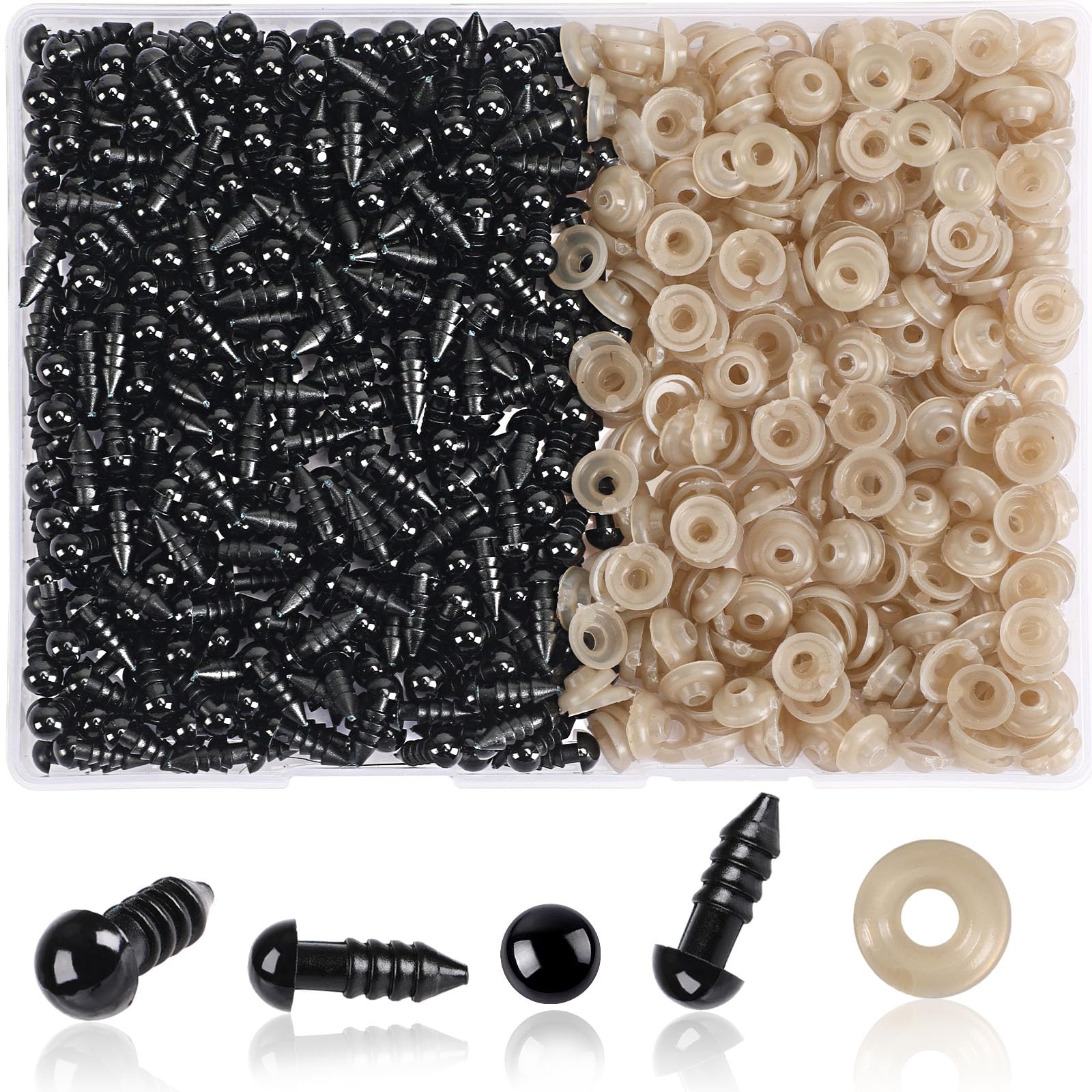 Amazon.com: UPINS 600 Pieces 6MM Safety Eyes with Washers Black Plastic ...