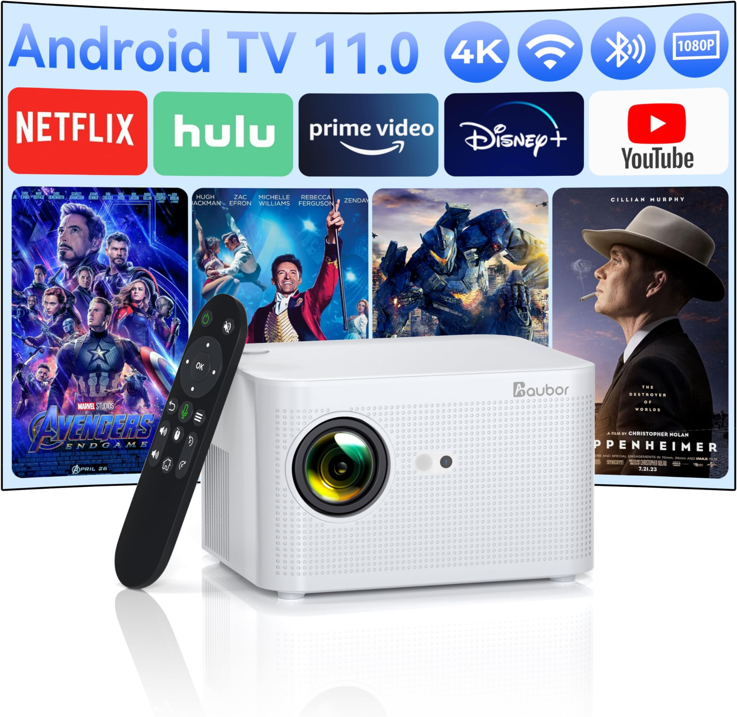Amazon.com: 【Netflix support】Smart TV Projector for bedroom with WiFi ...