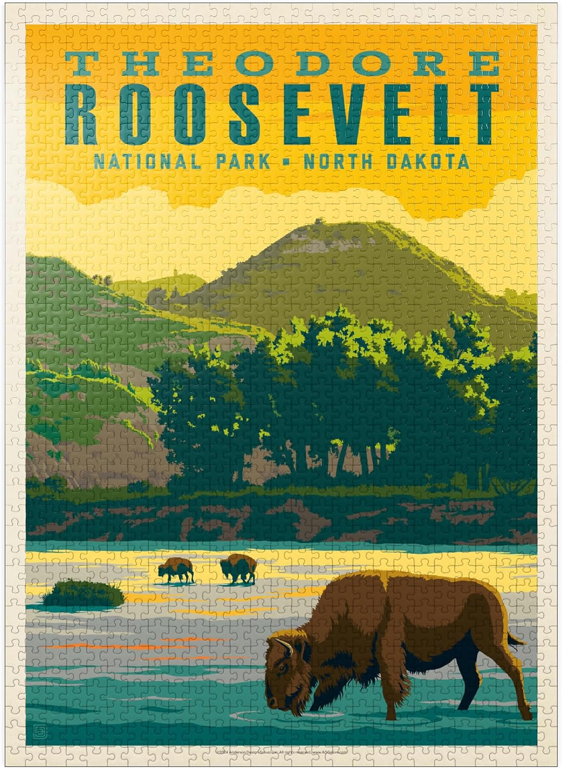 Amazon.com: MyPuzzle Theodore Roosevelt National Park: Bison, Vintage ...