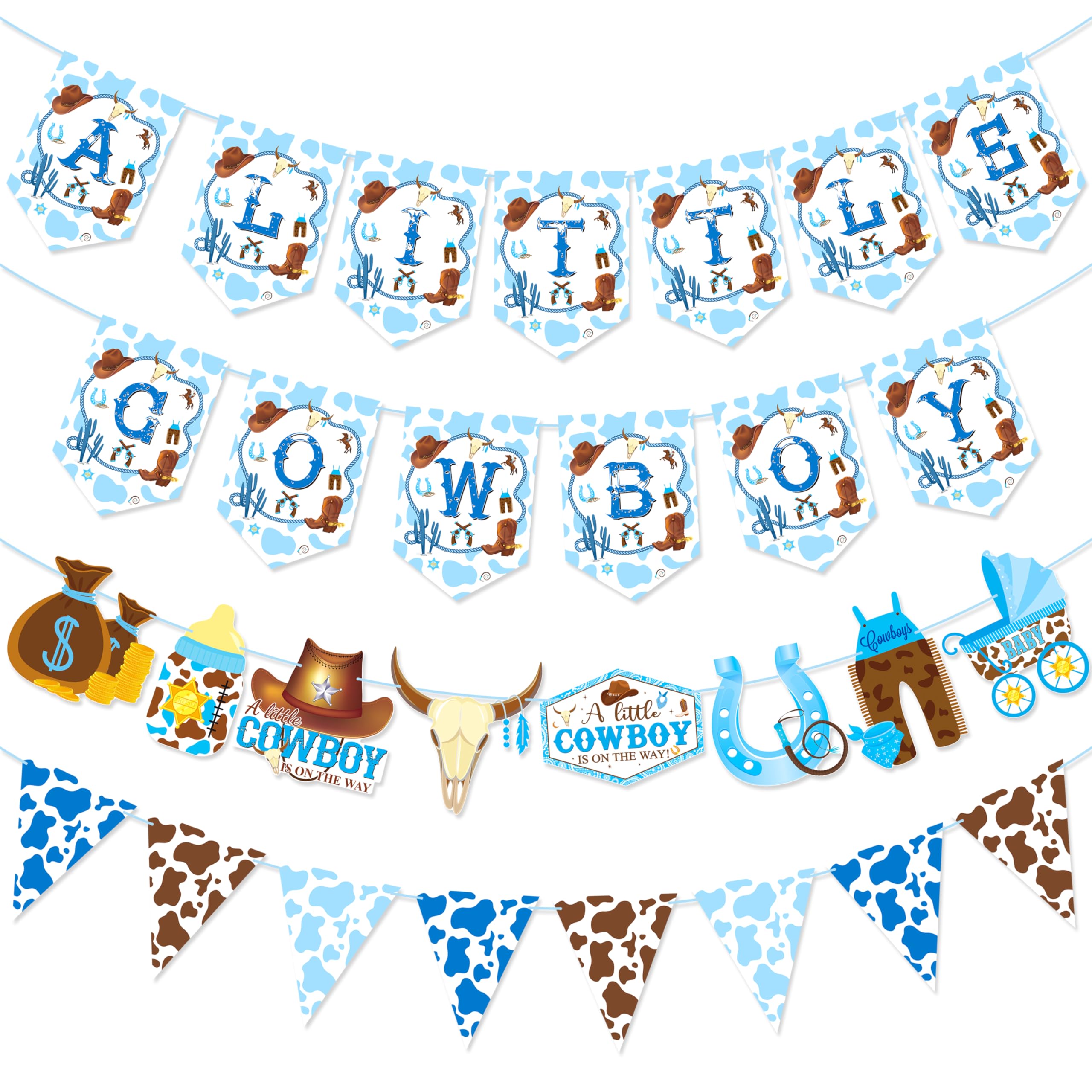 Amazon.com: A Little Cowboy Baby Shower Banners Cowboy Party Hanging ...