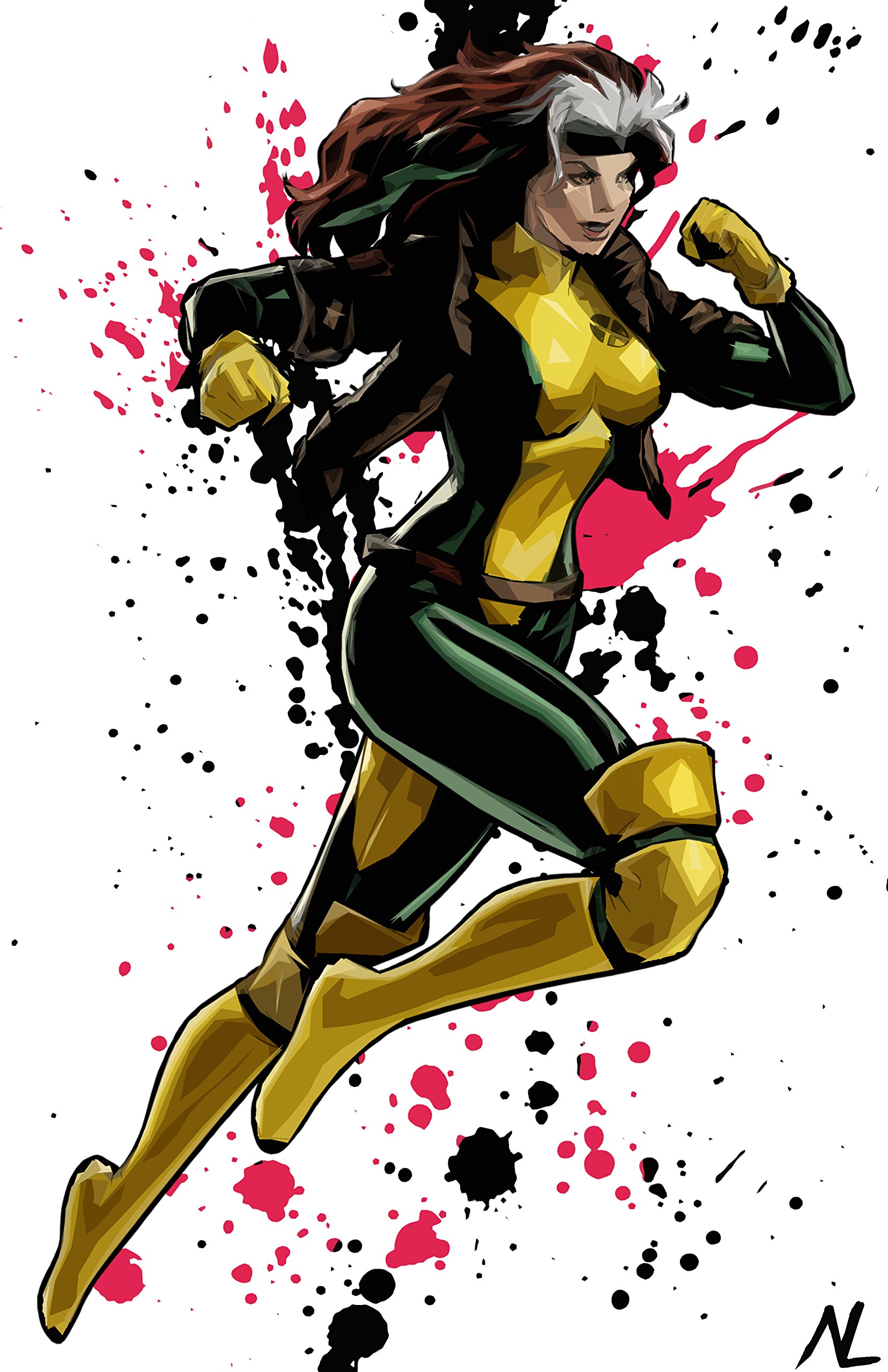 Amazon.com: NLopezArt Rogue Xmen ilustración superhéroe cómic libro Pop ...