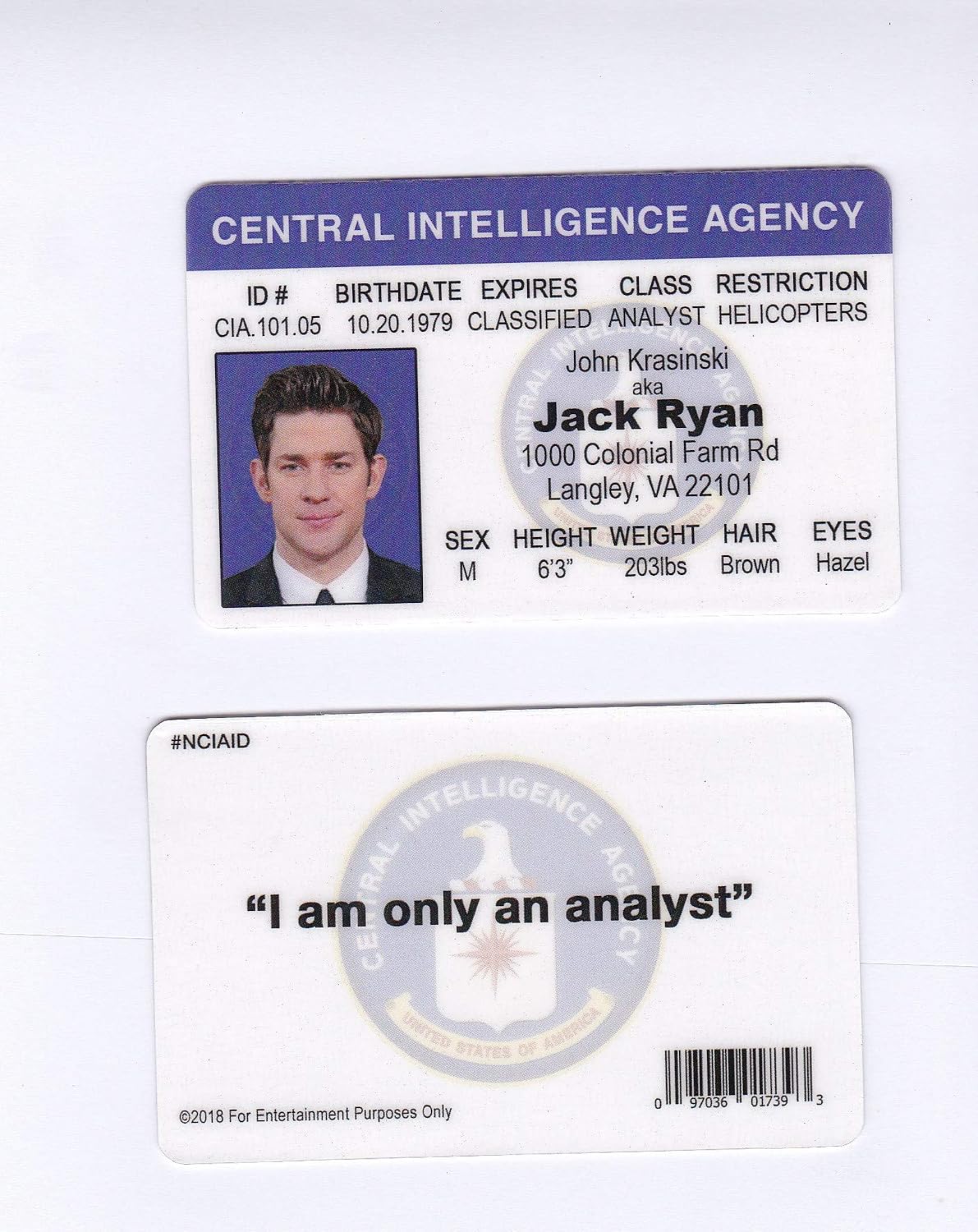 Amazon.com: Signs 4 Fun Parody ID | Jack Ryan ID | Fake ID Novelty Card ...