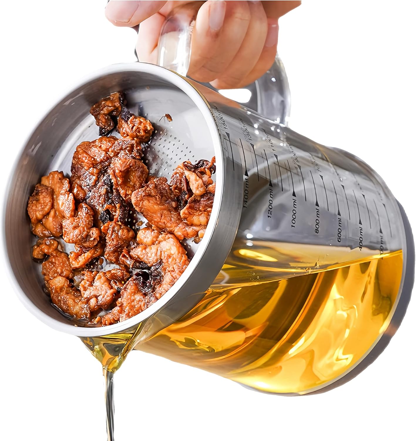 Amazon.com: Glass Bacon Grease Container with Strainer - 34 OZ Frying ...