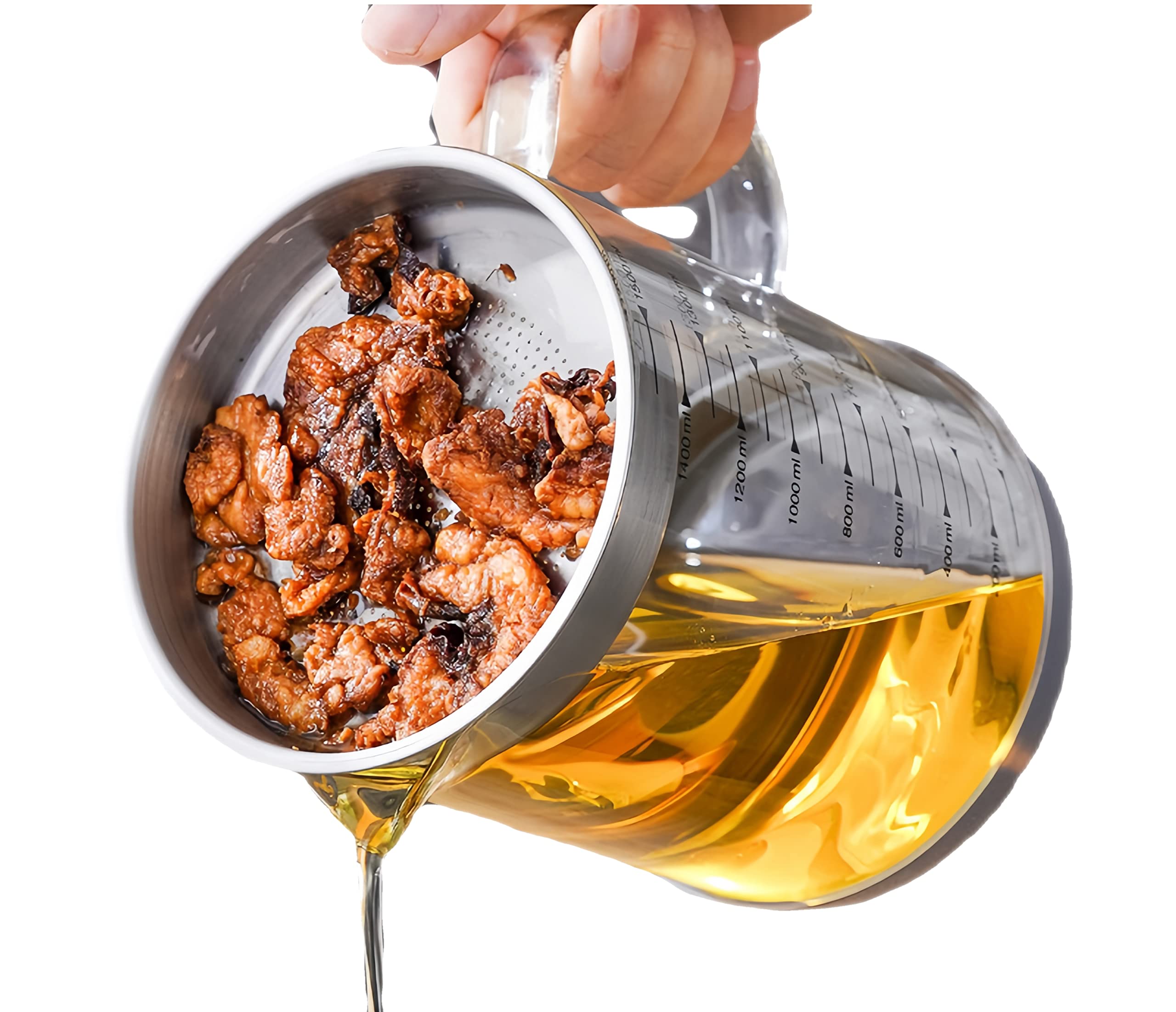 Amazon.com: Glass Bacon Grease Container with Strainer - 34 OZ Frying ...