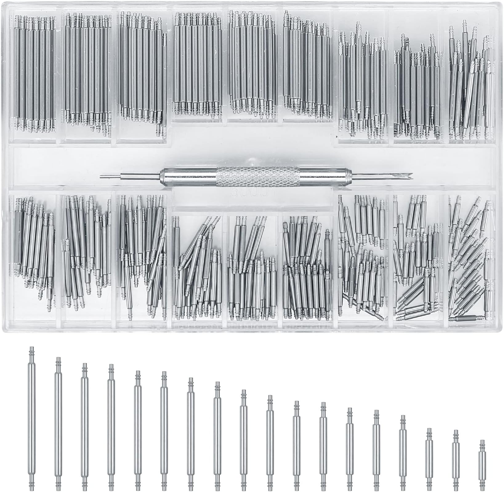 adspow 144 x Spring Bars for Watch Bracelet Pins 8-25 mm Stainless ...