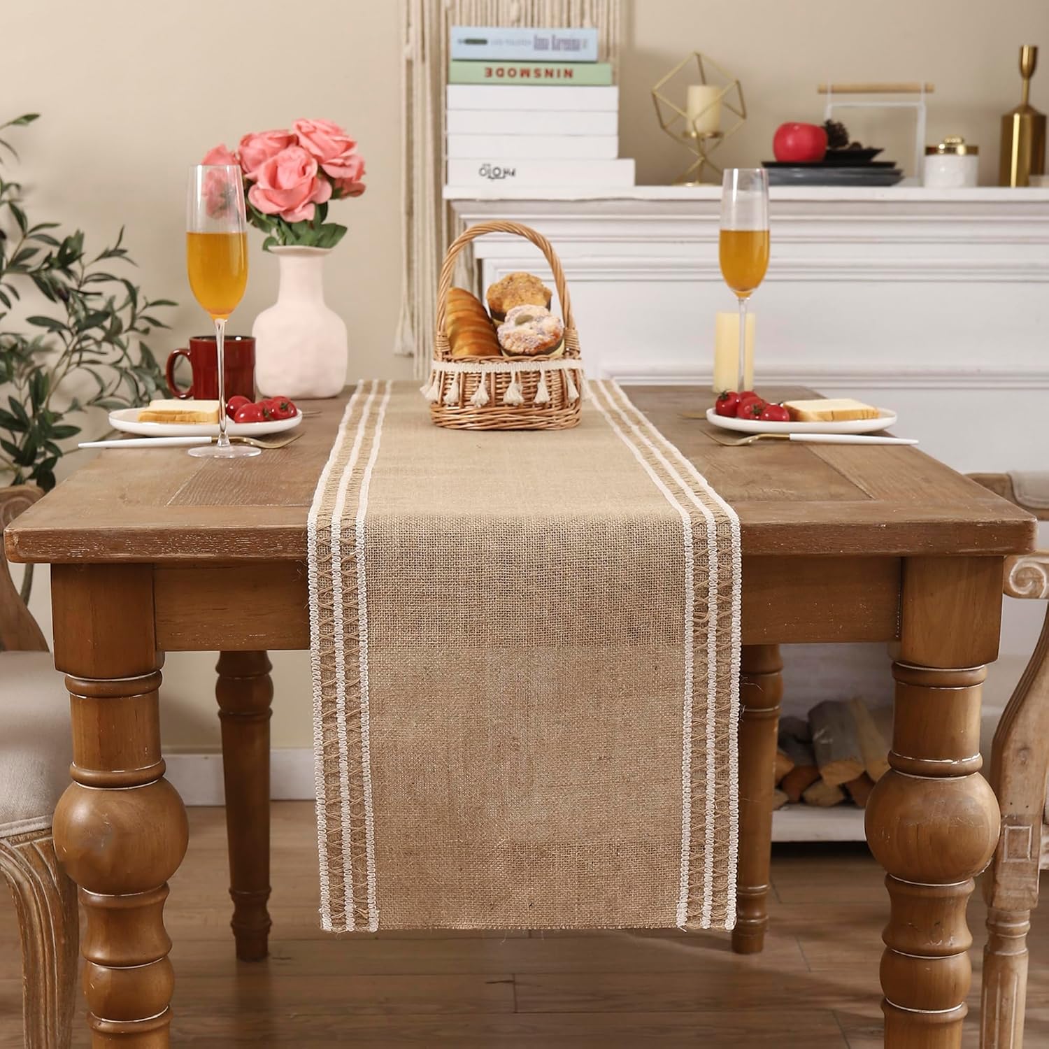 Amazon.com: Tosleo Natural Jute Braided Table Runner 13x120 inch Long ...