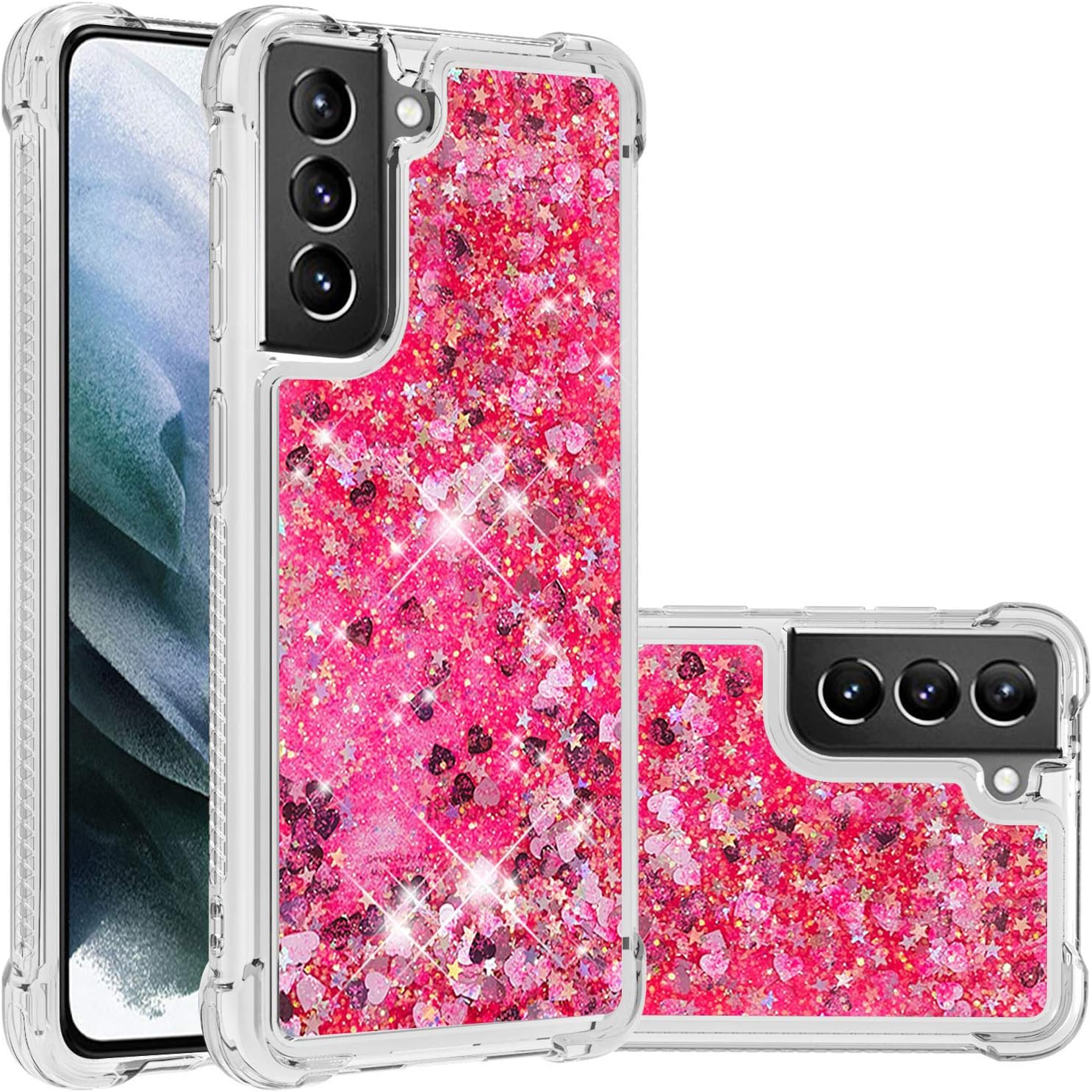 Amazon.com: LEMAXELERS Compatible with Galaxy S21+ 5G Case, Bling Glitter Liquid Clear Case ...