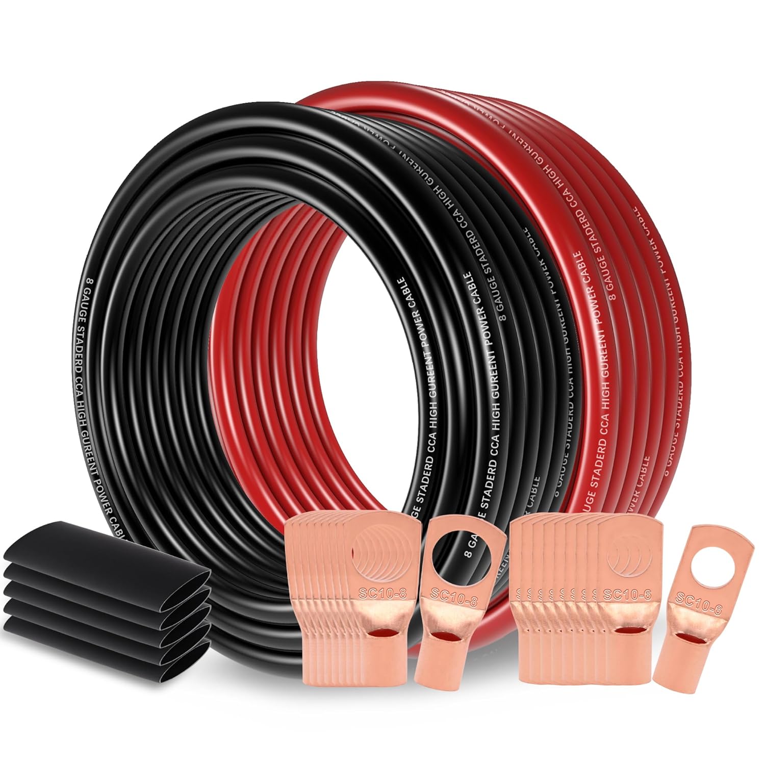 Amazon.com: 100FT 8 Gauge Wire Copper Clad Aluminum CCA Black/Red with ...