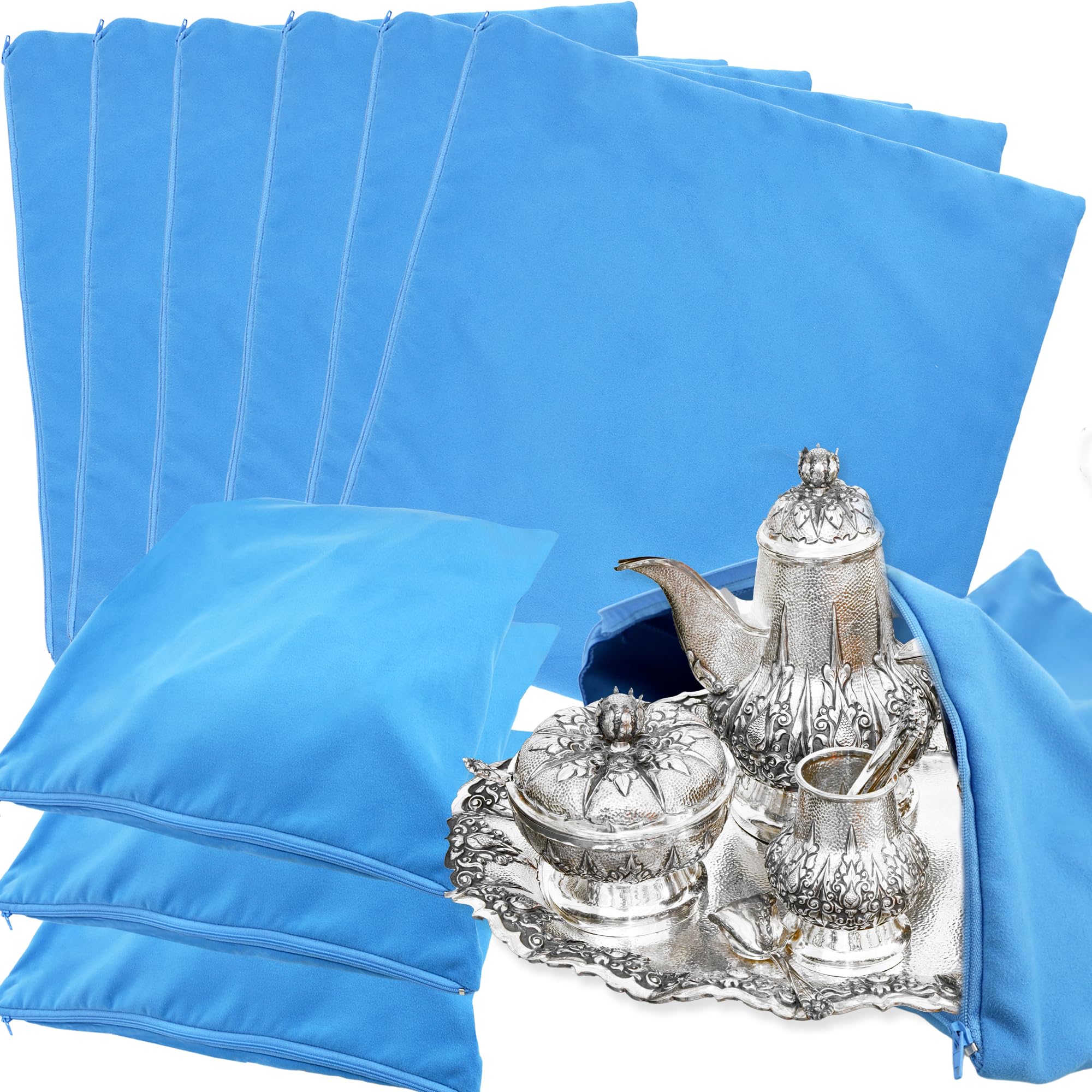 Amazon.com: Conagel 6 Pack Silver Storage Bags Zippered Anti Tarnish ...