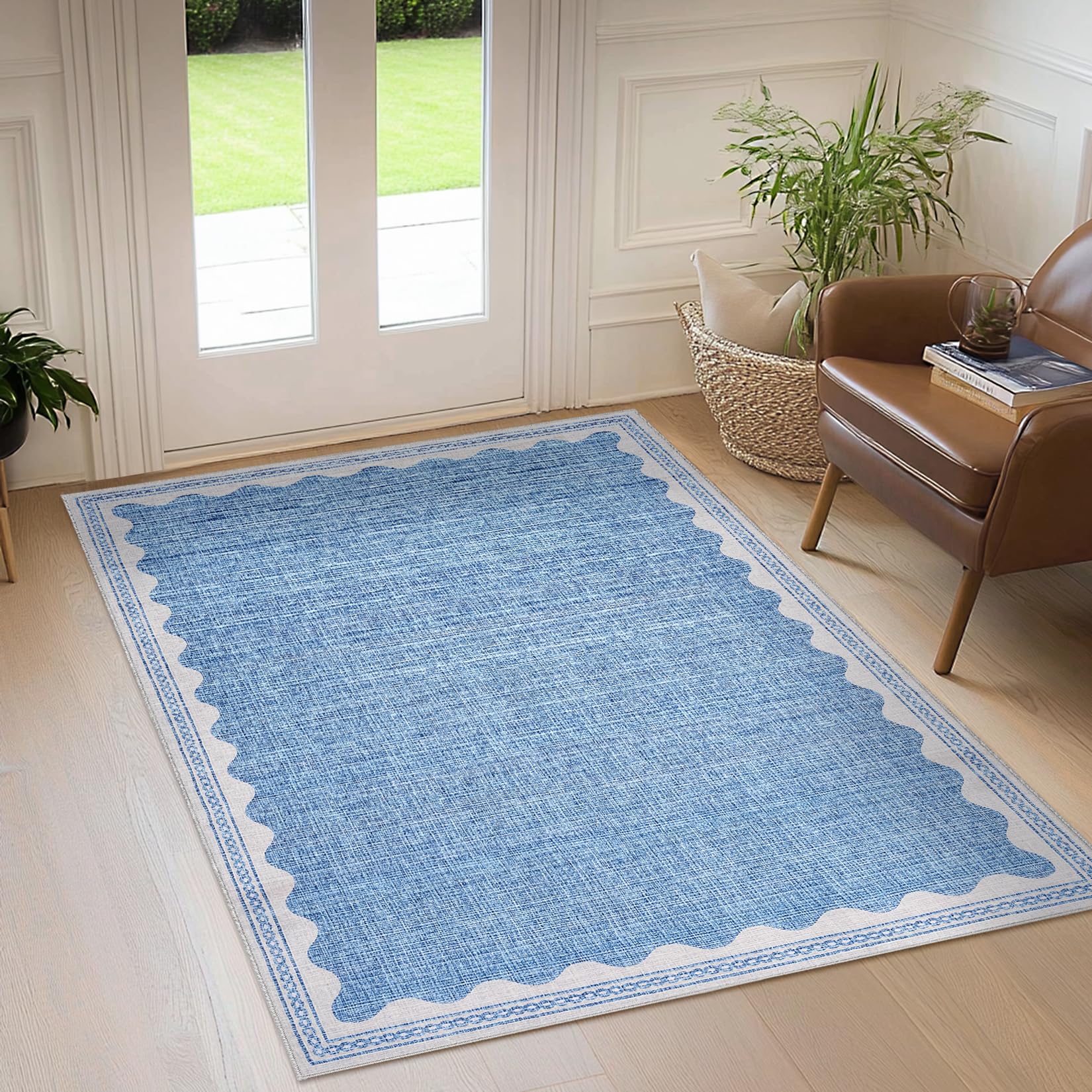 Amazon.com: CAREMEE Scalloped Rug 3x5 Rugs for Entryway, Small Area Rug ...
