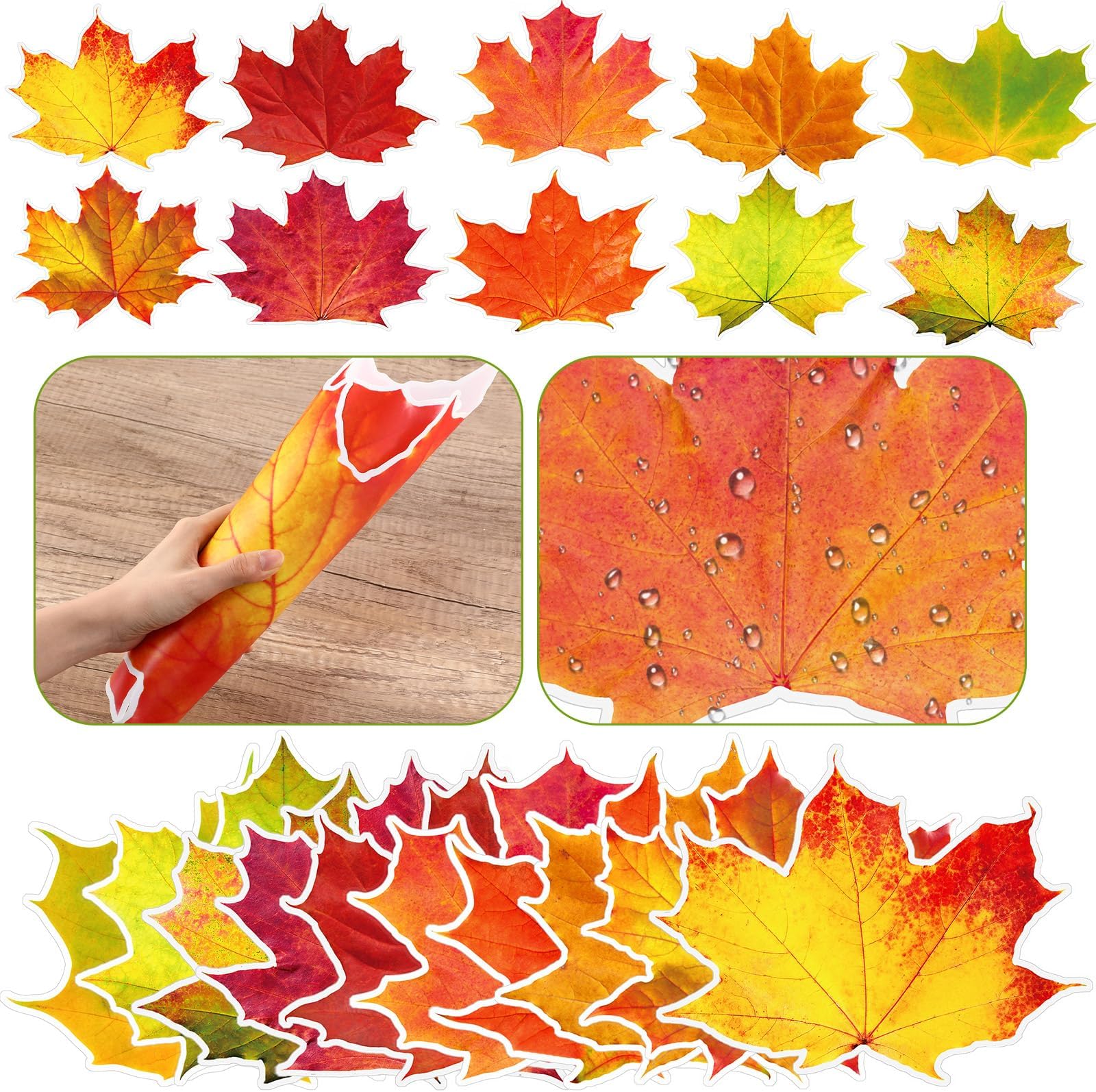 Amazon.com: AnyDesign Fall Maple Leaf Paper Place Mats 60Pcs Glitter ...