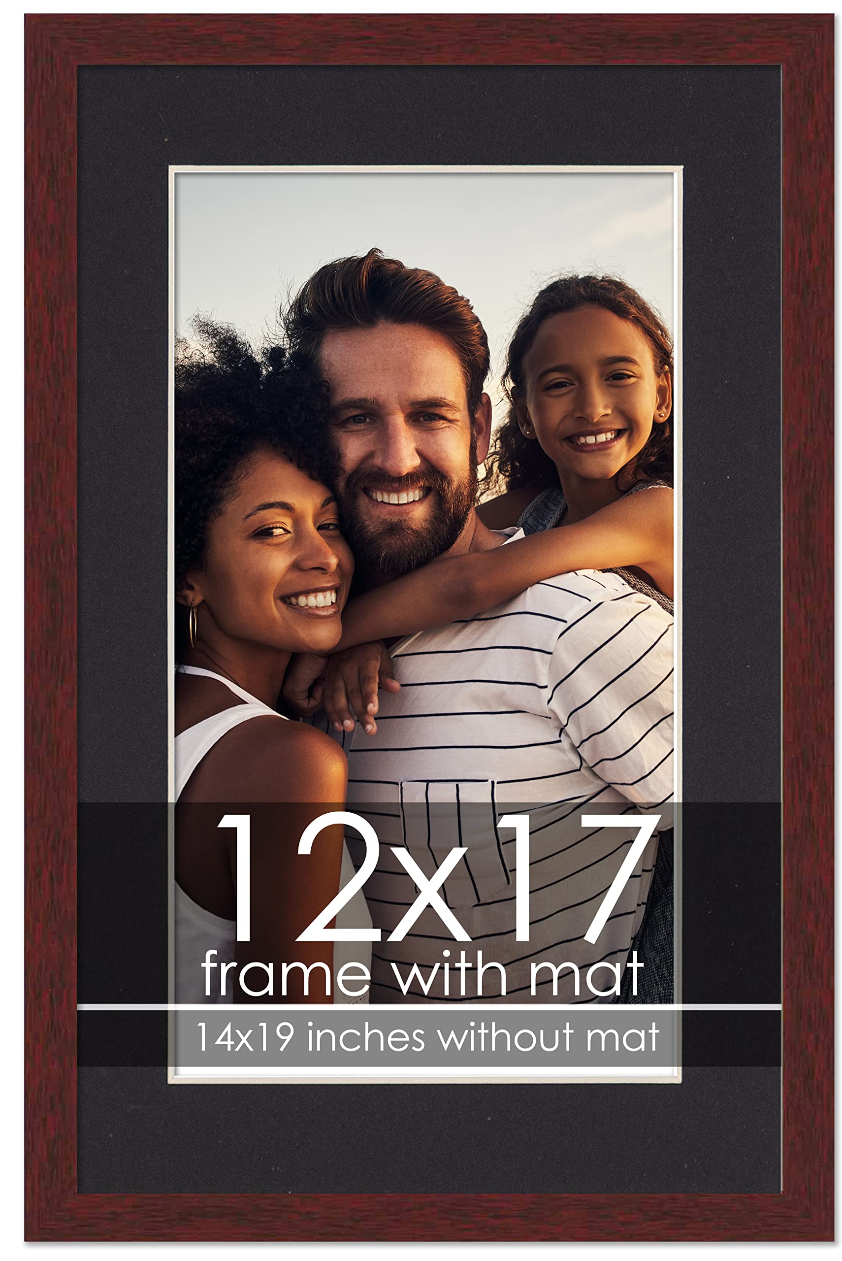 Amazon.com - 12x17 Frame with Mat - Brown 14x19 Frame Wood Made to ...