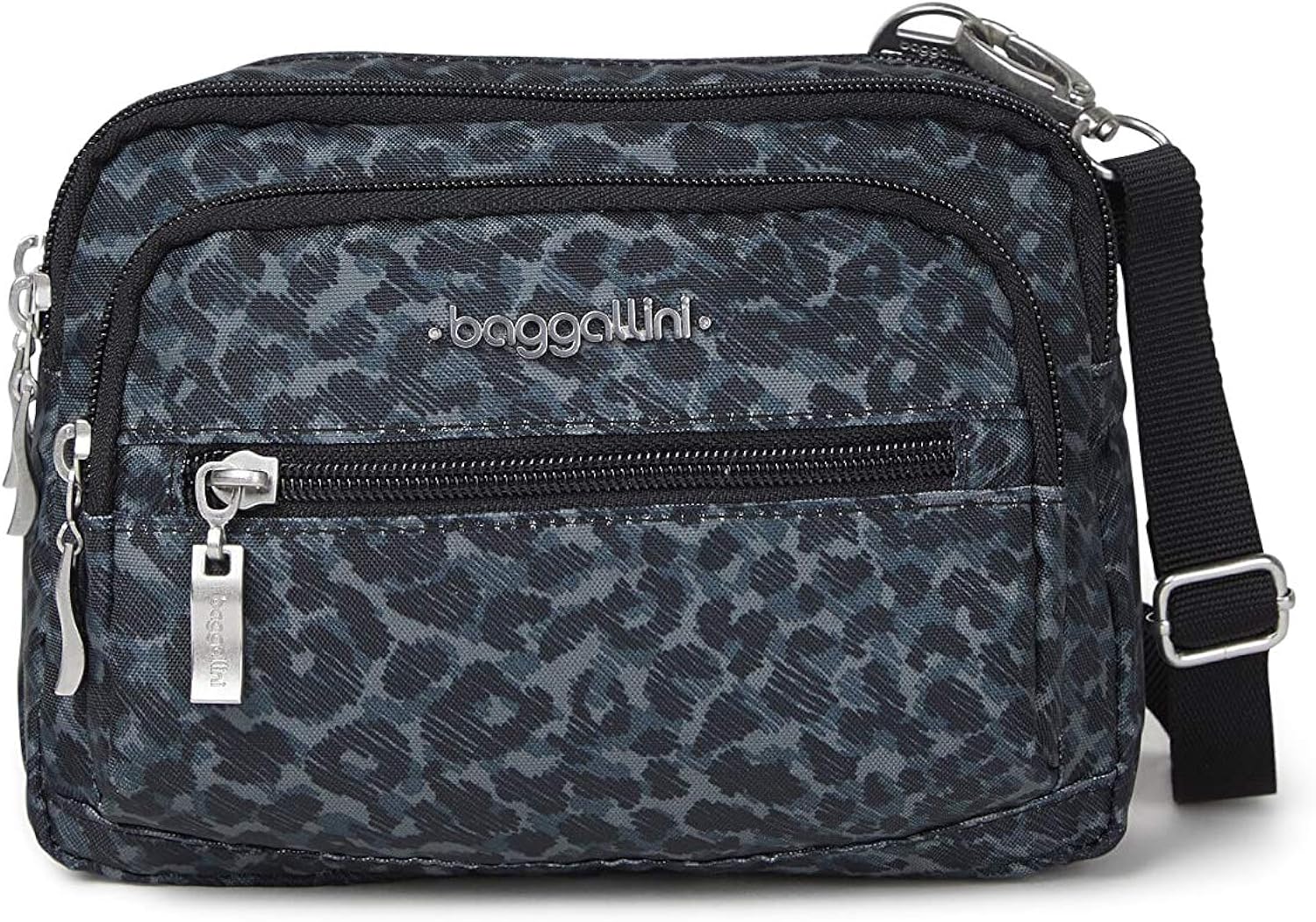 Baggallini Triple Zip Crossbody Bagg, Charcoal Cheetah : Amazon.ca ...