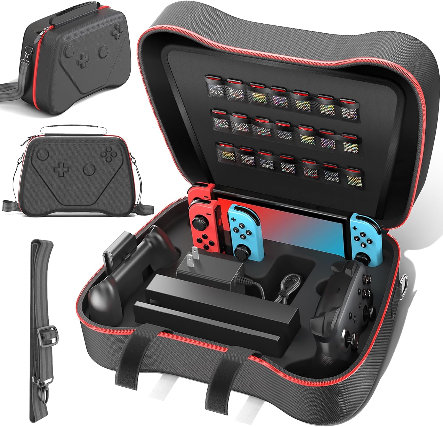 Amazon.com: Rysker Switch Carrying Case for Switch/OLED, Large Storage ...