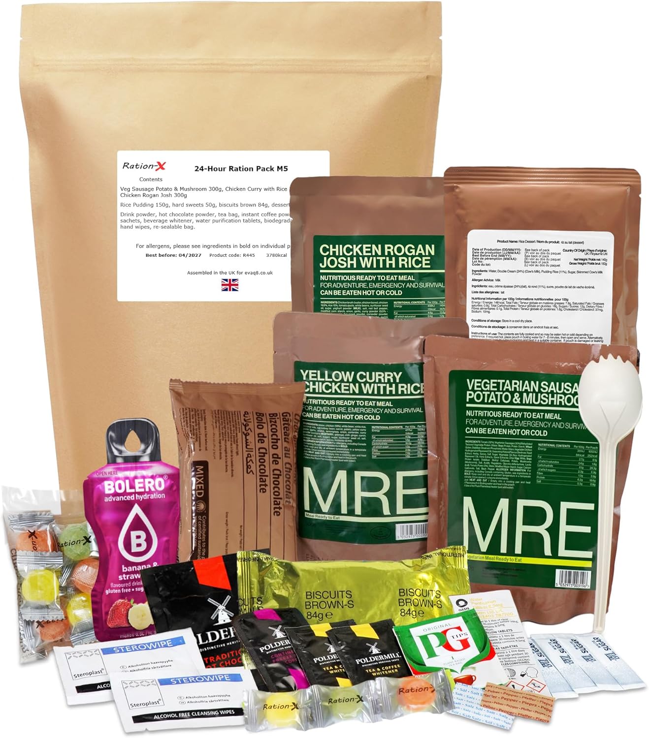 Ration-X 24 Hour Ration Pack Ambient Menu 5 4000kcal Three Main Meals ...