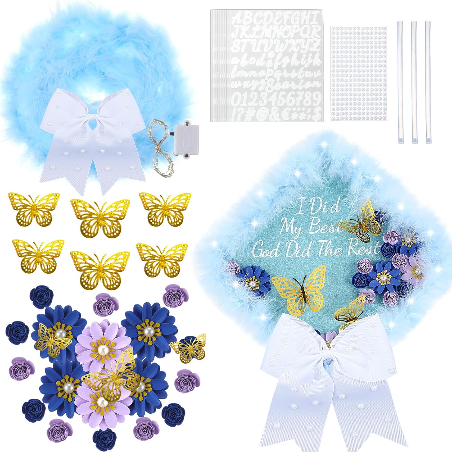 Amazon.com: MotiMind 34 Pcs Graduation Cap Decorations Kit 2025 DIY ...