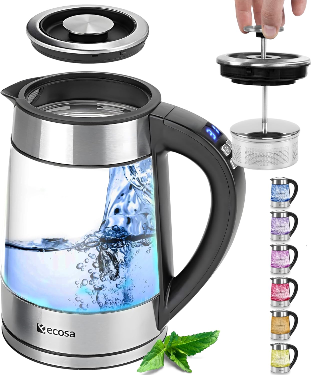 Amazon.de: Ecosa® 2in1 Wasserkocher & Teekocher Glas Edelstahl mit ...