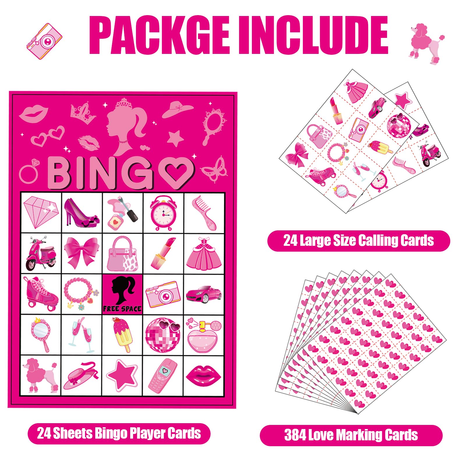 Snapklik.com : Pink Party Bingo Games Hot Pink Birthday Party Games For ...