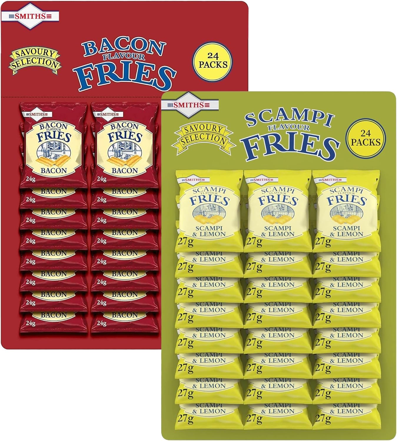 Smiths Savoury Snacks Pub Card Bundle Scampi Fries 24 x 27g and Bacon ...