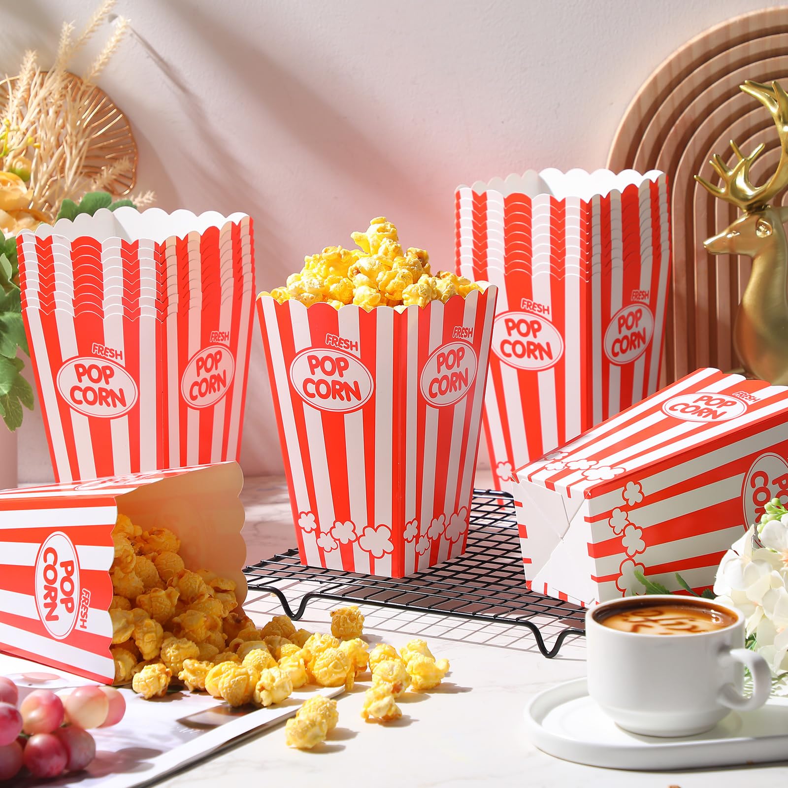 Snapklik.com : 100 Pack 30oz Movie Night Popcorn Boxes 2.76" X 6.3 ...