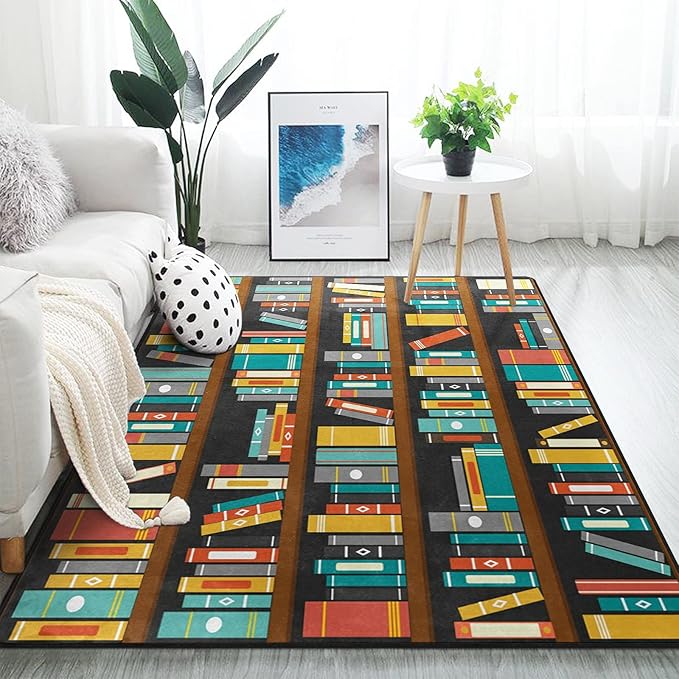 Amazon.com: ALAZA Vintage Library Bookshelf Bookworm Area Rug Rugs for ...