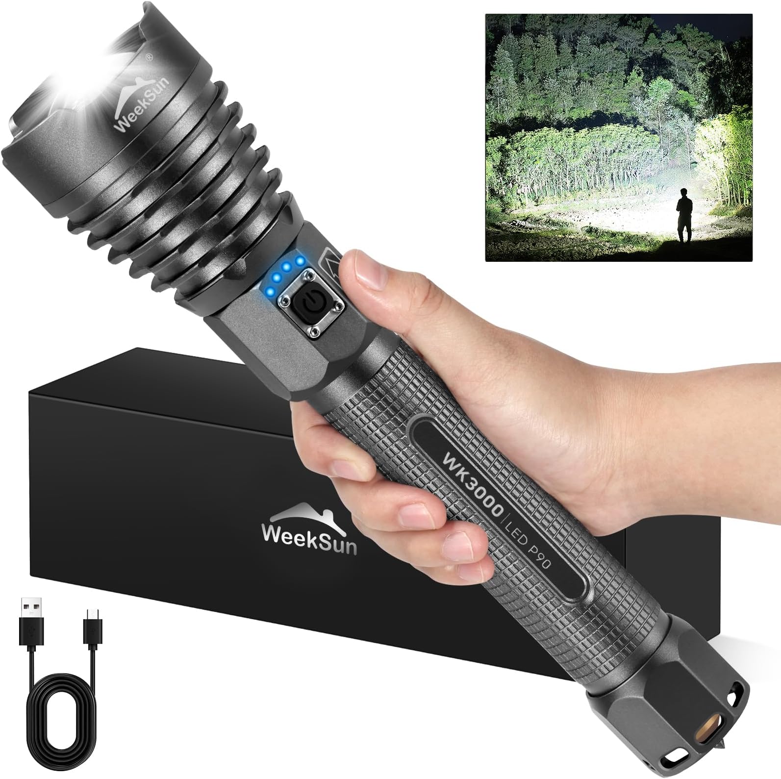 BEYSTE Lampe Torche LED Ultra Puissante, 600000 Lumens Lampe De Poche ...